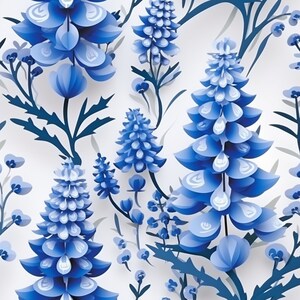 Bluebonnet Papercraft Inspired Seamless Patterns Bundle, High ...