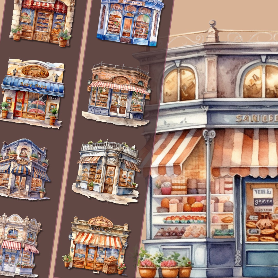 Bakery Store Front Clipart Collection PNG Graphics, for DIY Projects ...