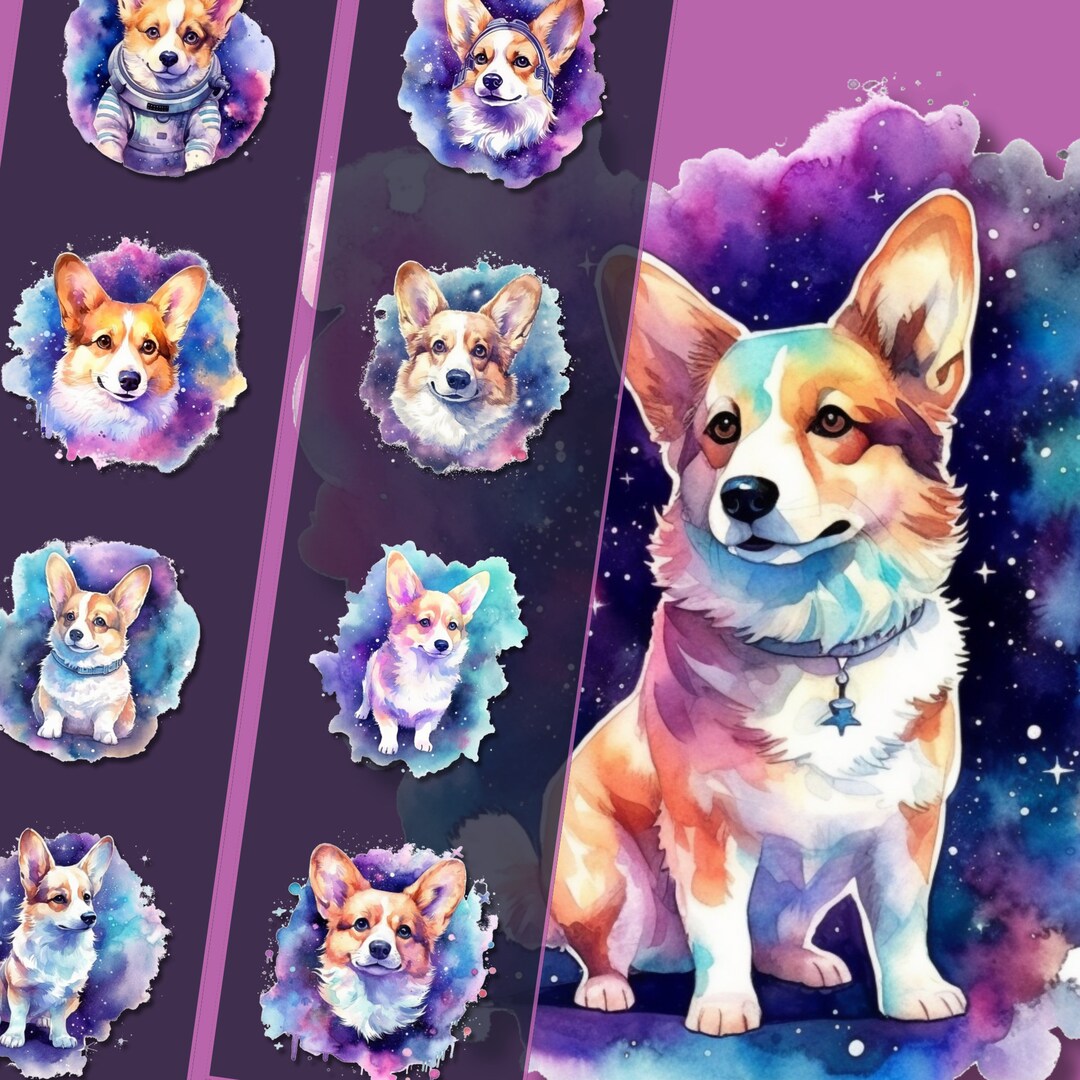 Space Corgi Clipart Bundle High-quality PNG Files, Instant Download ...