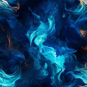 Abstract Blue Fire Seamless Patterns Bundle, Mystical 400 DPI, 10x10 ...