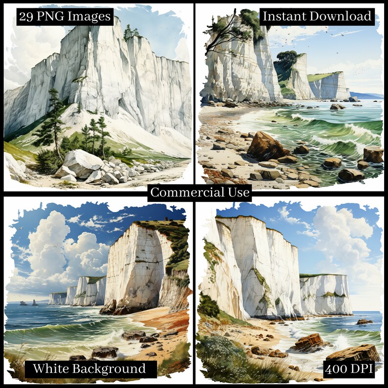 White Cliffs of Dover Clipart Bundle White Background - Etsy