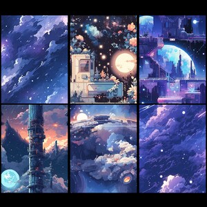 Retro Space Pixel Art Seamless Patterns Bundle, High-resolution 400 DPI ...