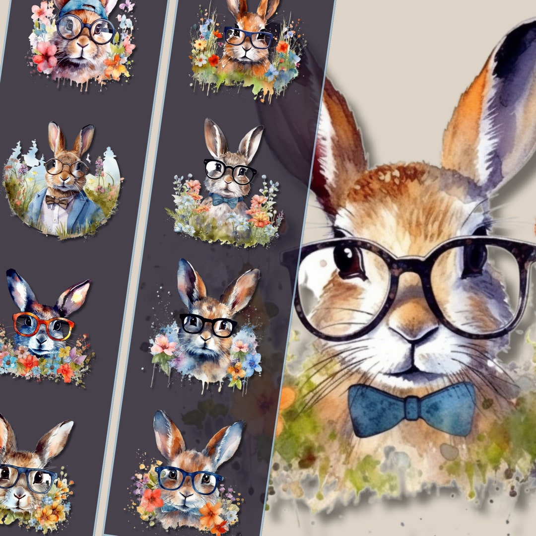 Bunny Wearing Glasses Clipart Collection PNG Images, for Easter ...
