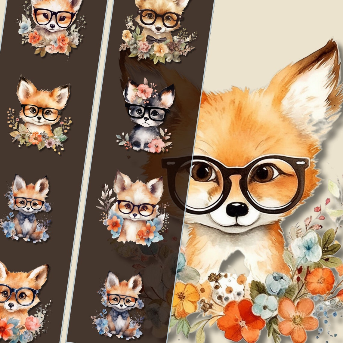 Fox Wearing Glasses Clipart Collection PNG Graphics, Transparent ...