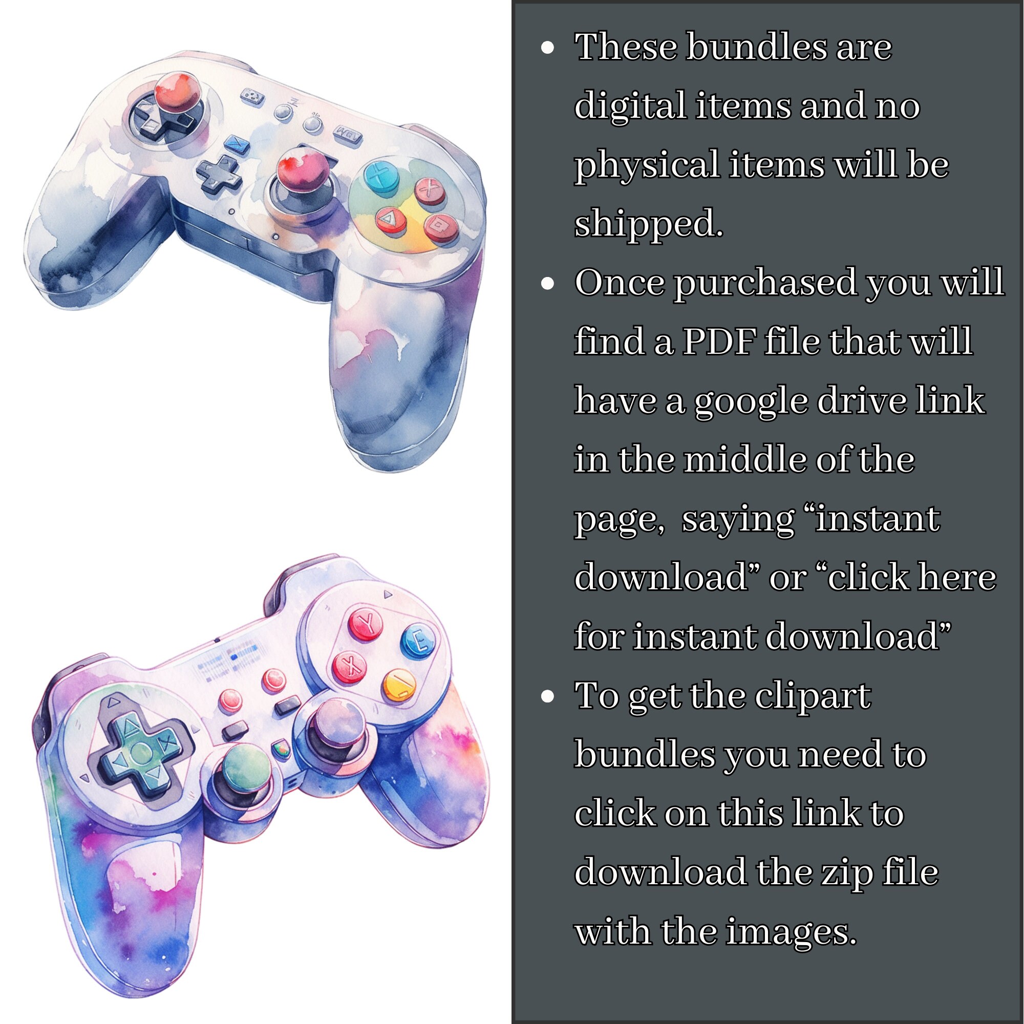 Retro Game Controller Clipart Bundle PNG Format Artistic - Etsy