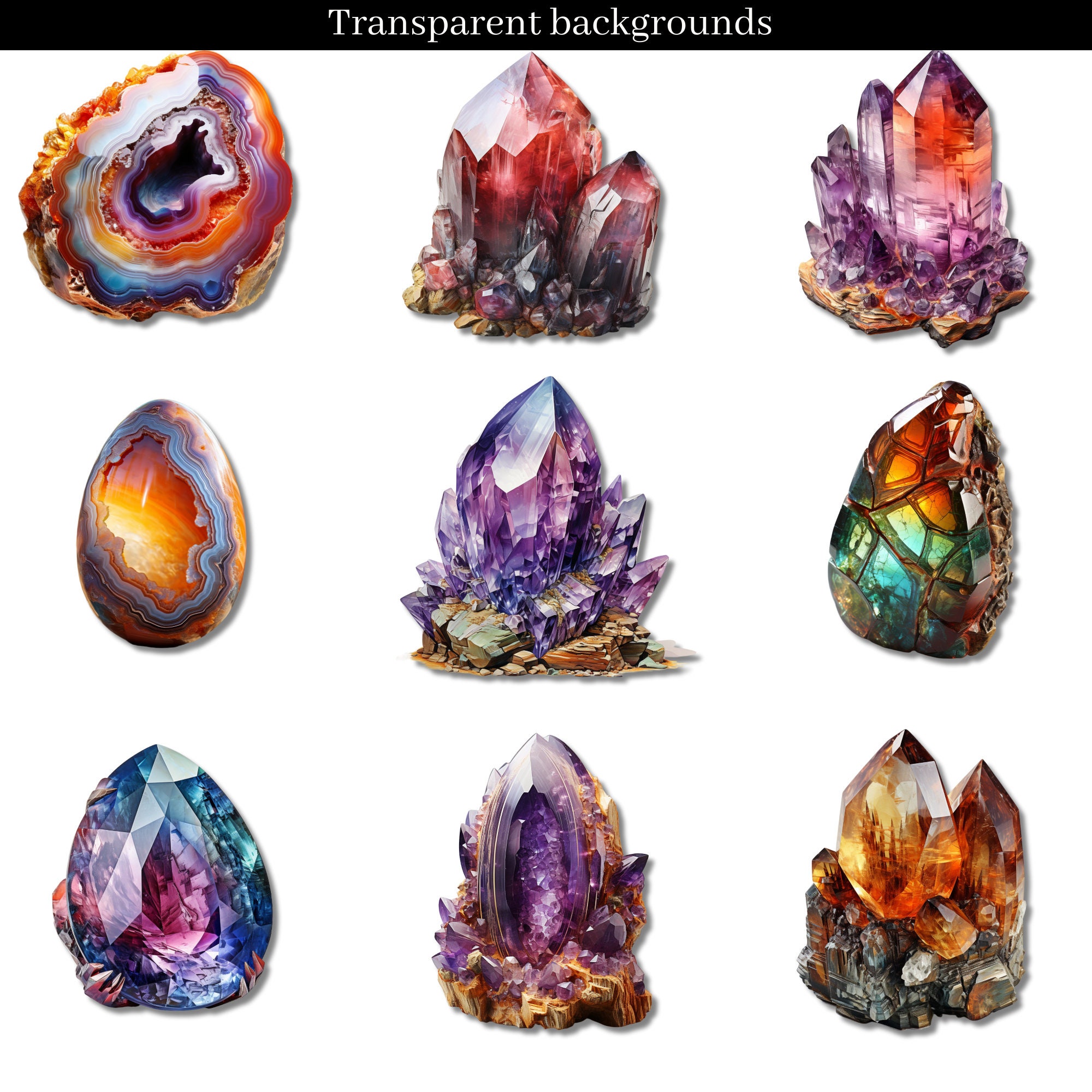 Mega Gemstone Clipart Bundle, Over 1000 PNG Images, Ultimate Gemstone ...
