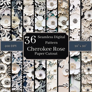 Cherokee Rose Paper Cutout Seamless Patterns Bundle, High-resolution ...