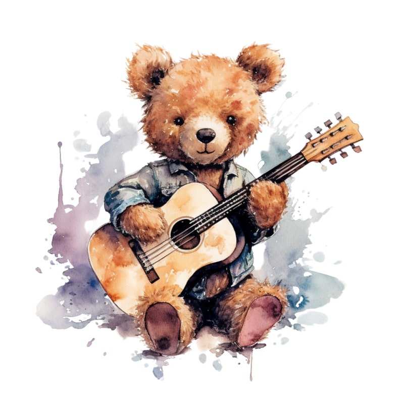 Teddy Bear Clipart Playing Musical Instruments Clipart Cute - Etsy
