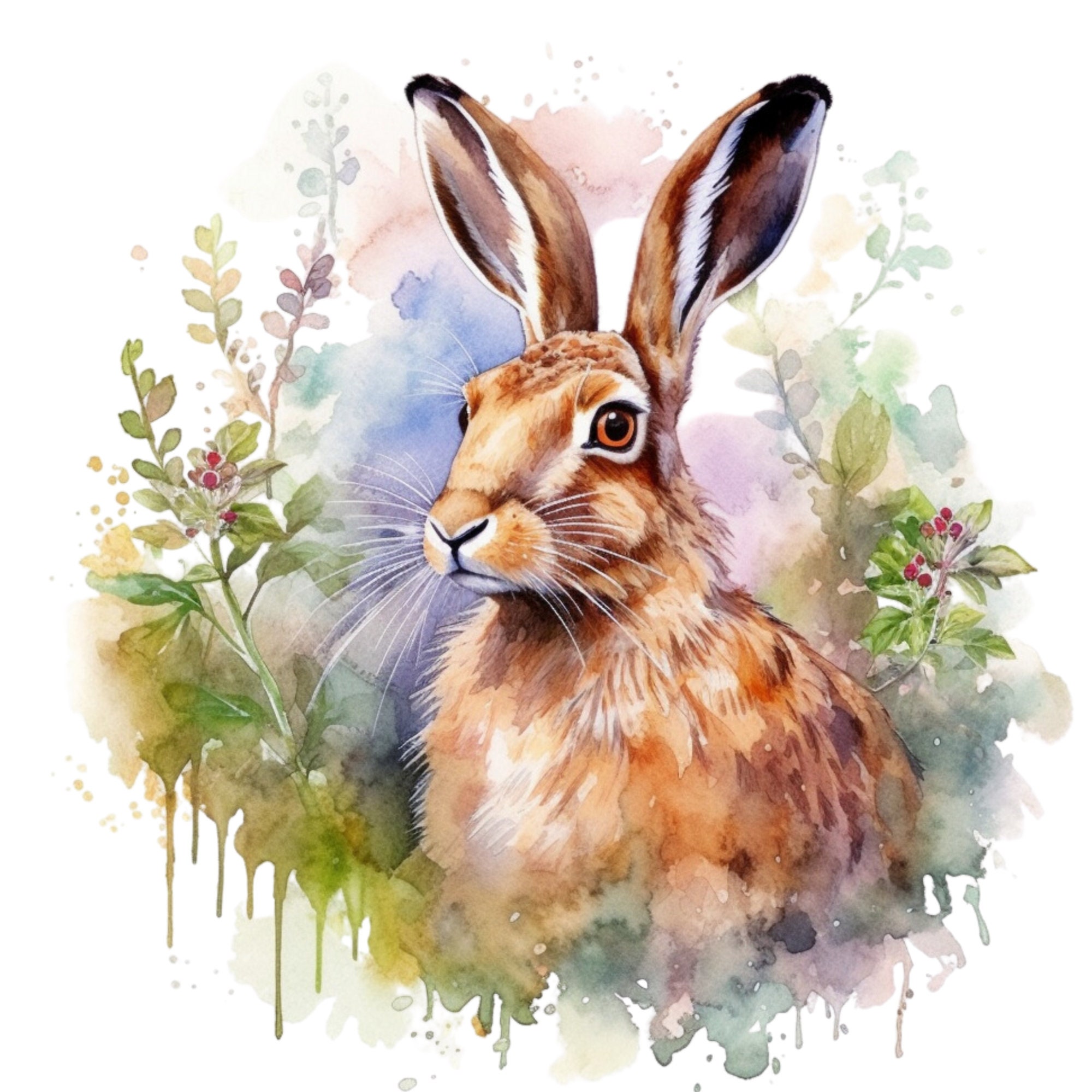 Hedgerow Hare Clipart Bundle Whimsical Hare Illustrations - Etsy