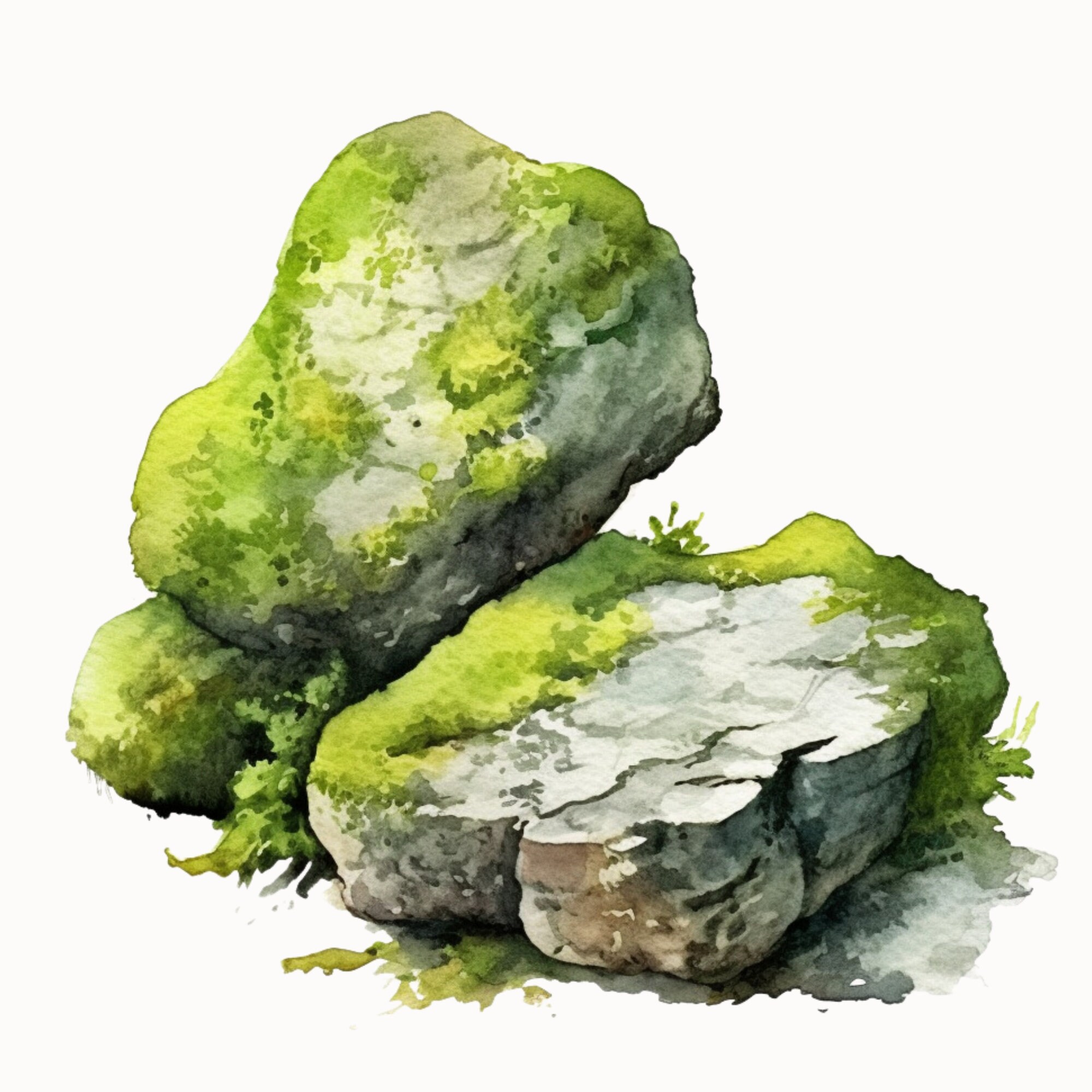 Mossy Stone and Stump Clipart PNG Images, Instant Download, Woodland ...