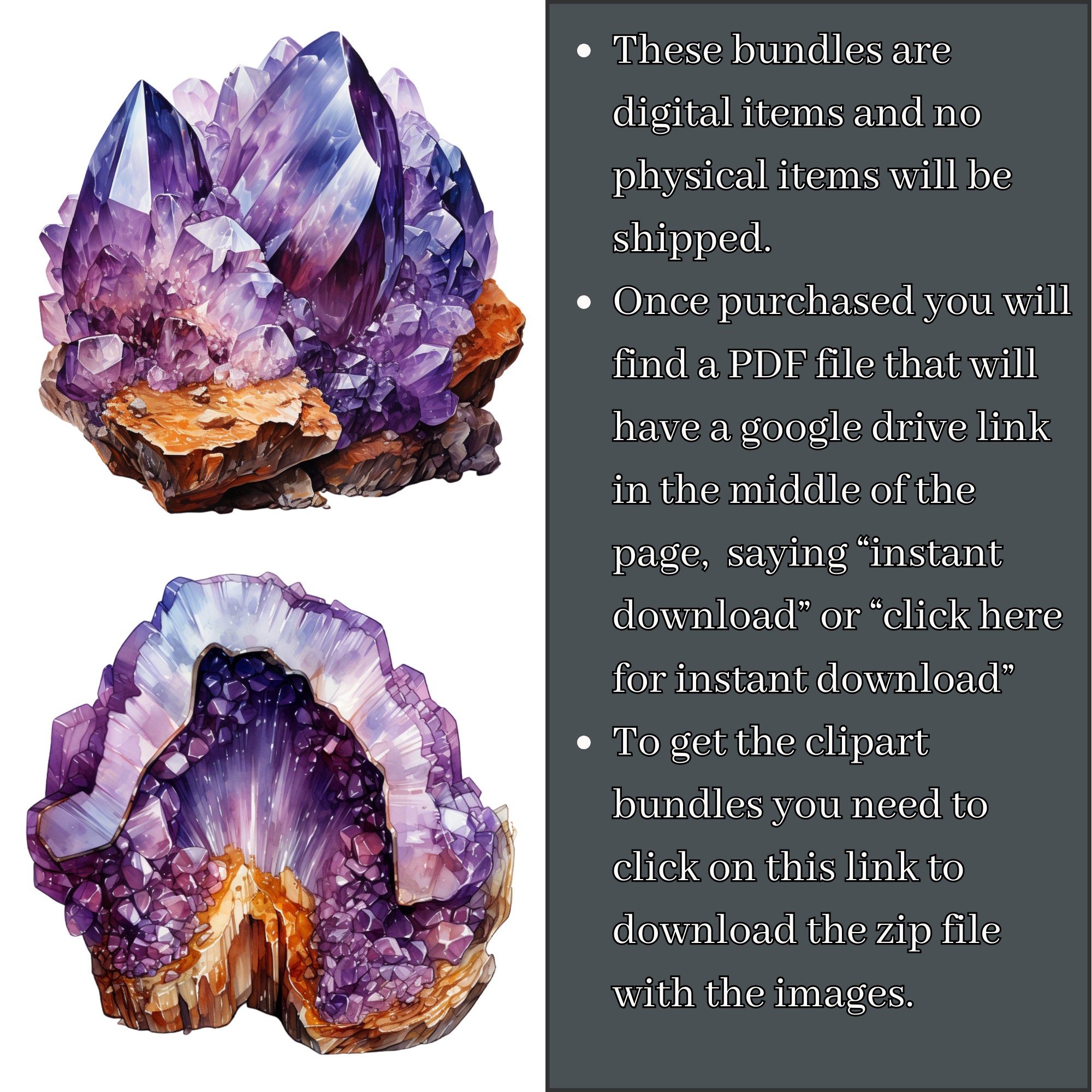Amethyst Geode Clipart Bundle PNG Format for Personal & - Etsy Australia