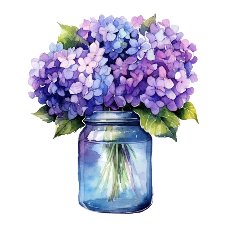 Purple Hydrangea Clipart Bundle High-resolution PNG Files - Etsy