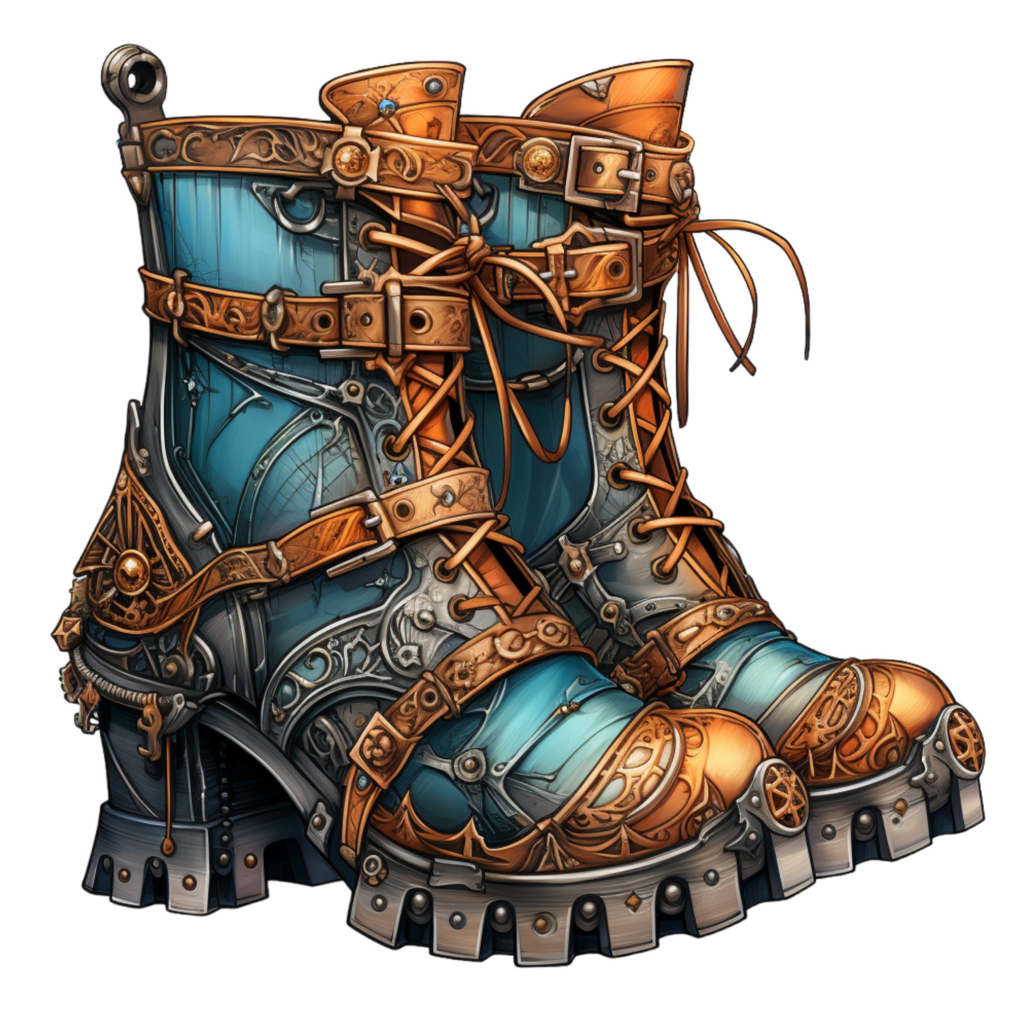 Steampunk Boots Clipart Bundle PNG Clipart Vintage - Etsy