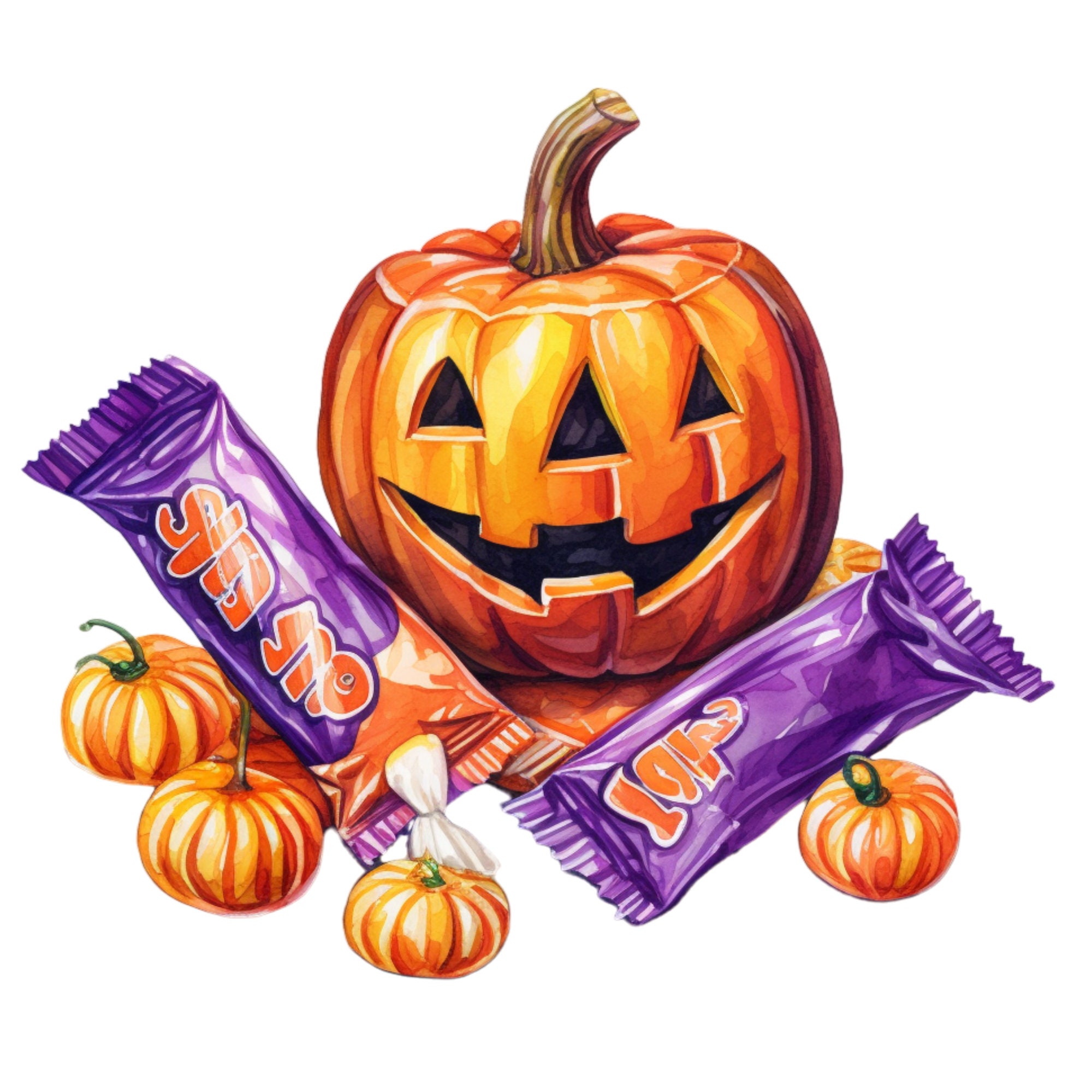 Cute Cartoon Halloween Candy Clipart Bundle, PNG, for Digital Art ...
