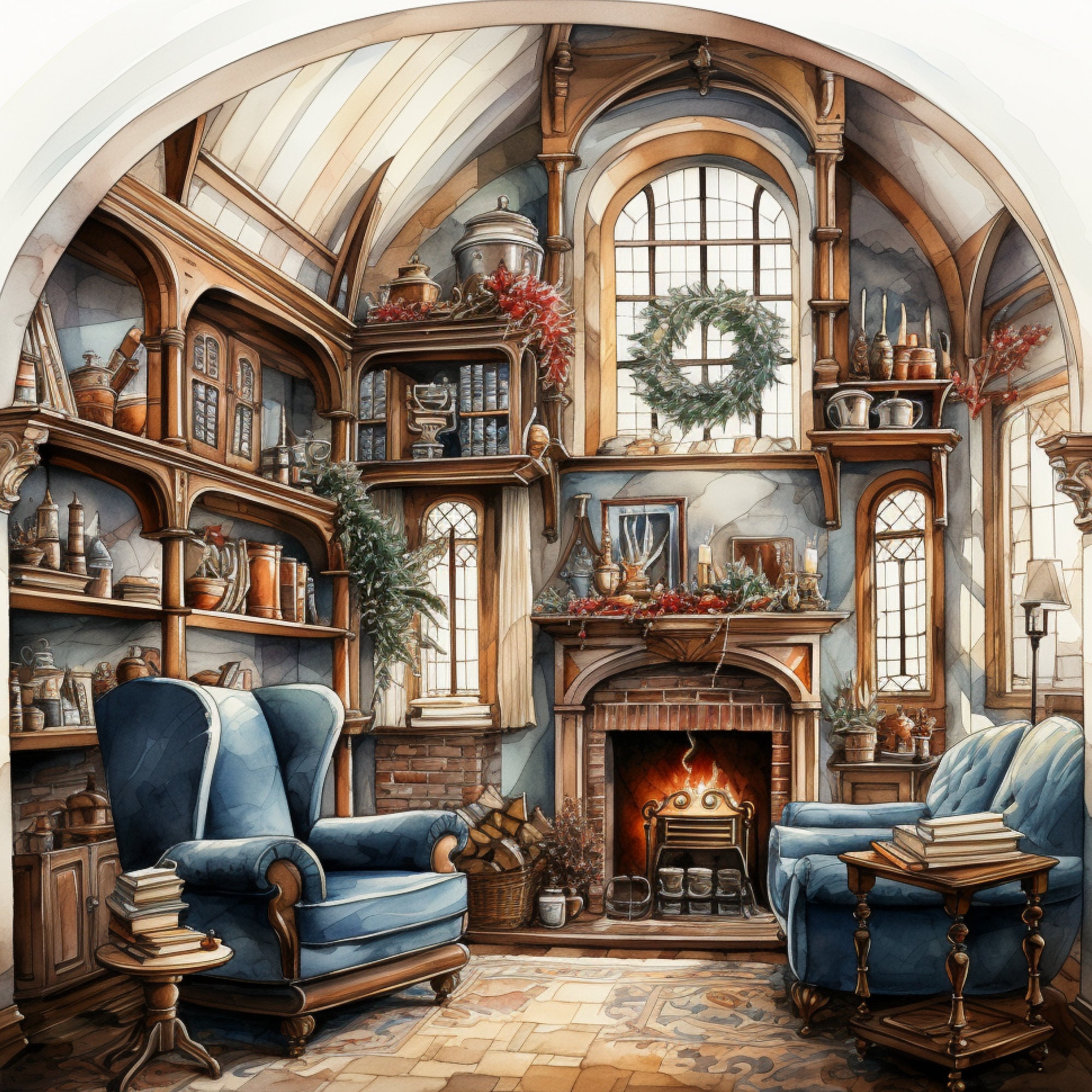 Christmas Room Clipart Bundle PNG Files Personal & - Etsy