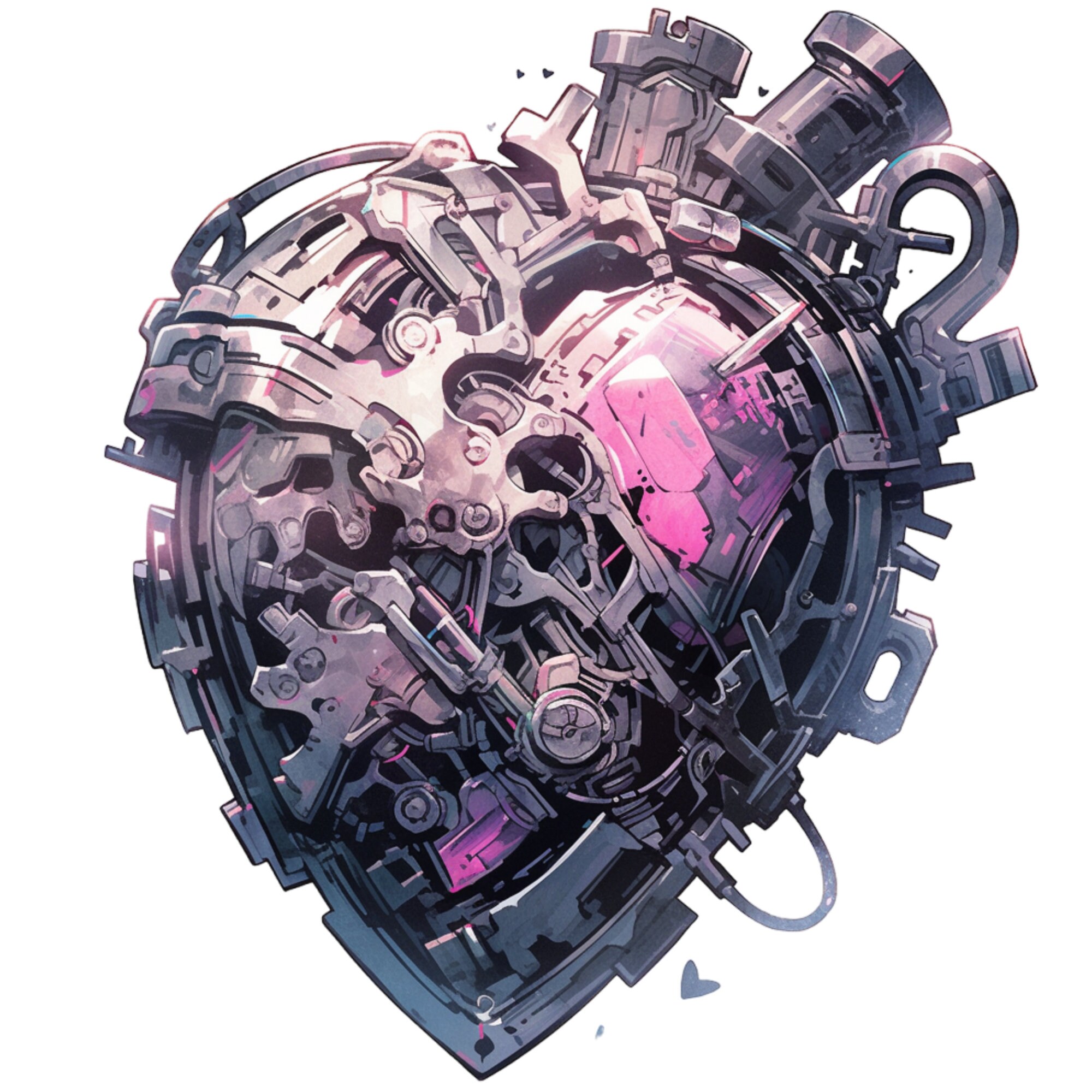 Cyberpunk Heart Clipart Bundle, PNG, Ideal for Digital Art, Junk ...