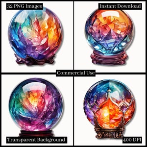 Magical Colorful Crystal Ball PNG Clipart Bundle – for Personal ...