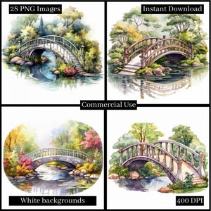 Garden Bridge Clipart Bundle - High-resolution PNG Files, White ...