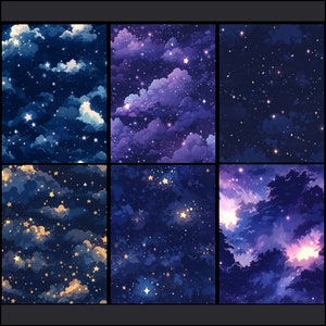 Star Field Pixel Art Seamless Patterns Bundle, High-resolution 400 DPI ...