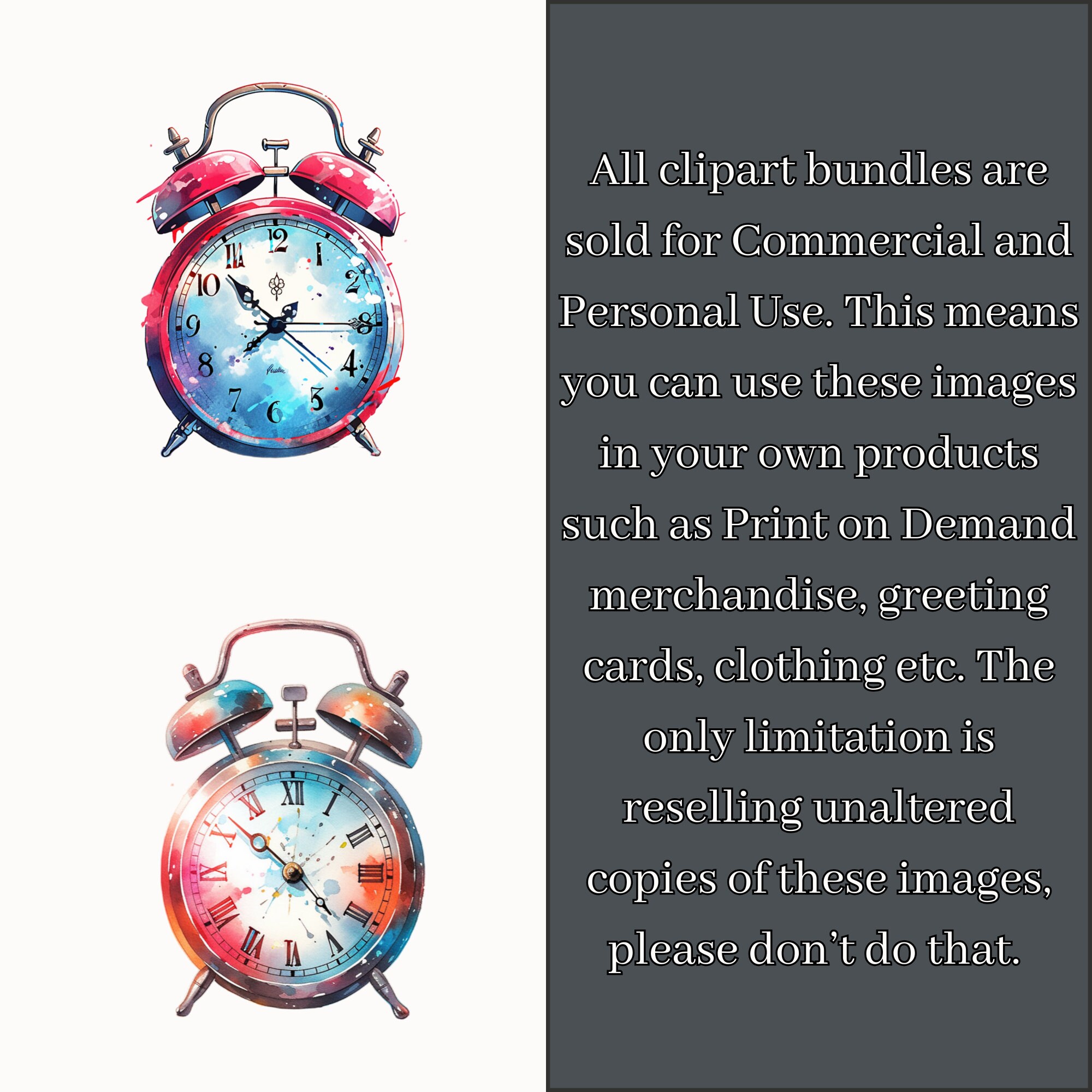 Retro Alarm Clock Clipart Bundle PNG Ideal for Digital Art - Etsy