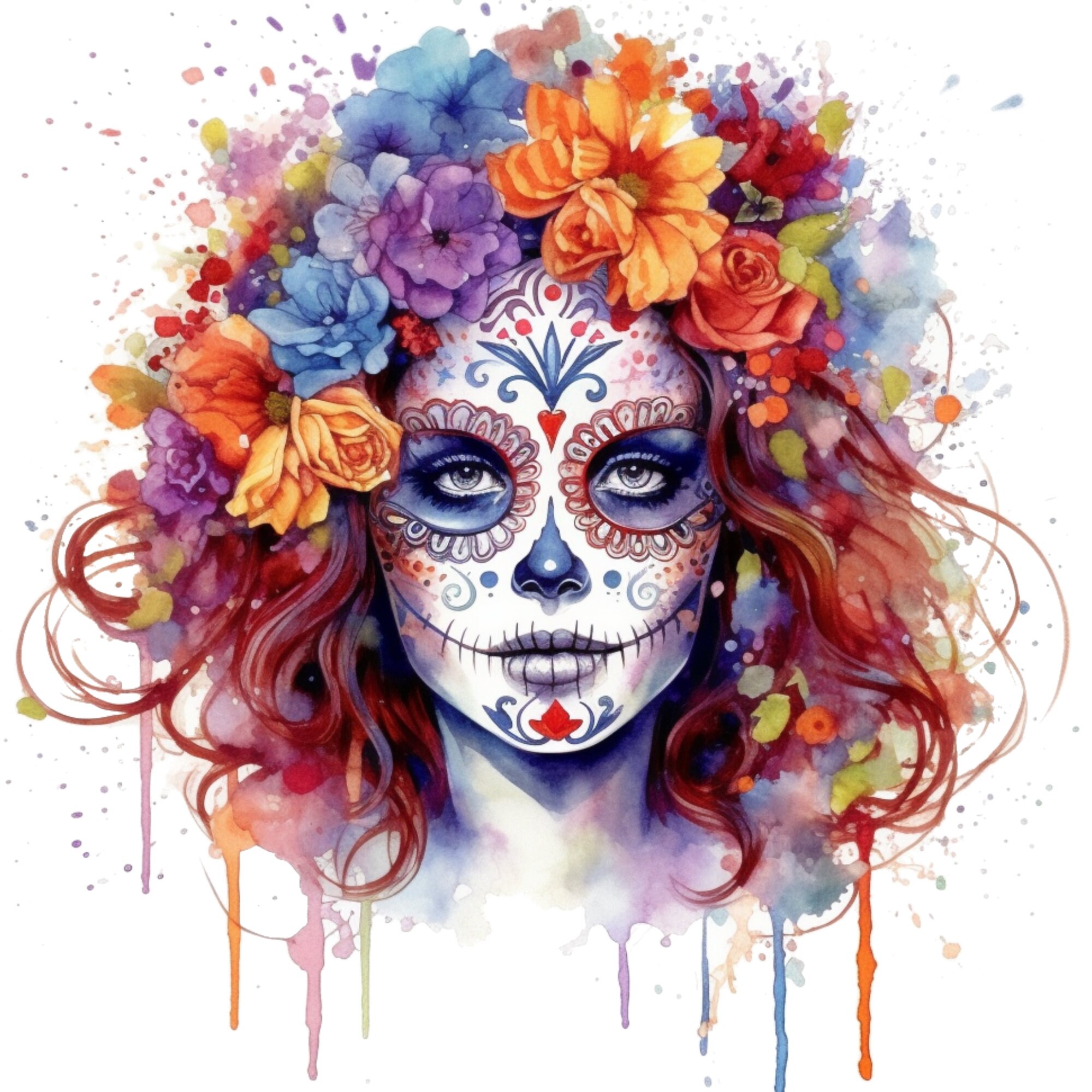 Sugar Skulls Clipart Bundle High-resolution PNG Files, Instant Download ...