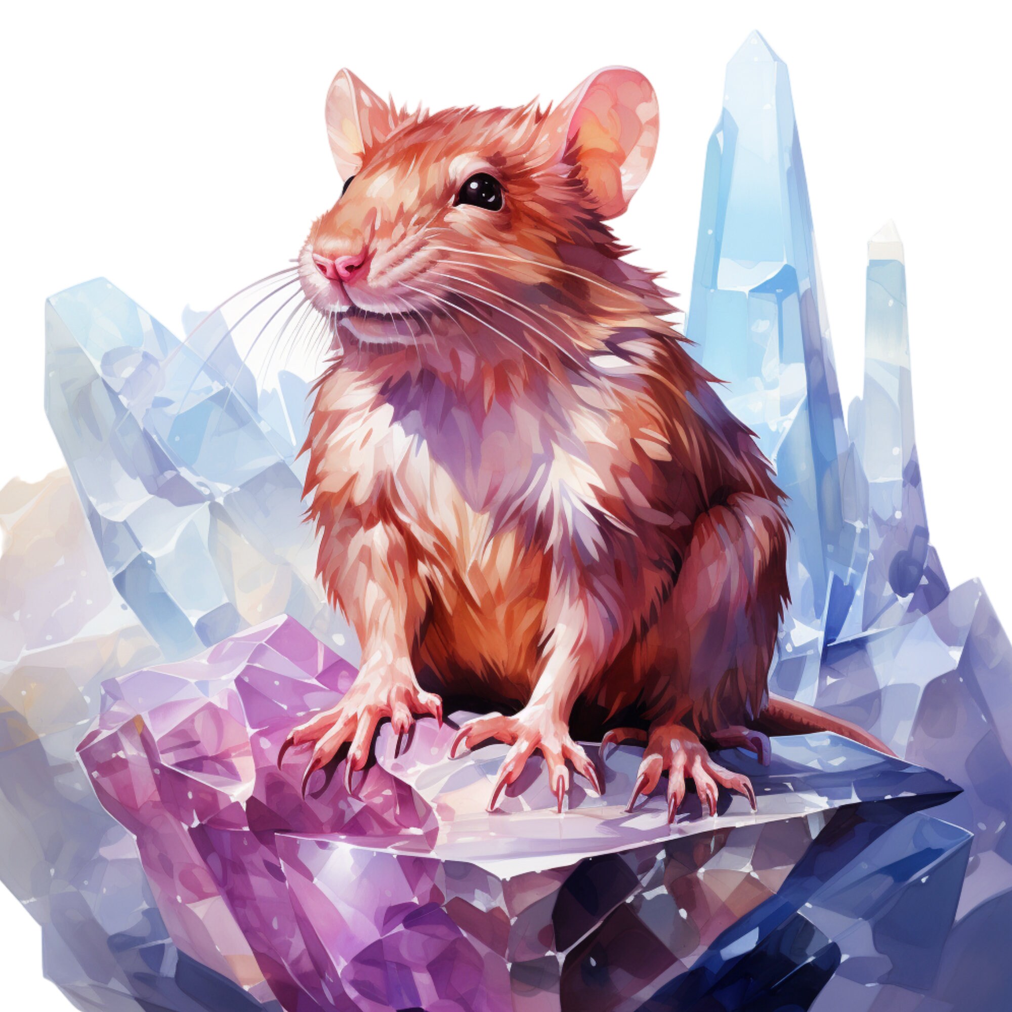 Mystical Crystal Rat Clipart Bundle, PNG Format, Artistic Creations and ...