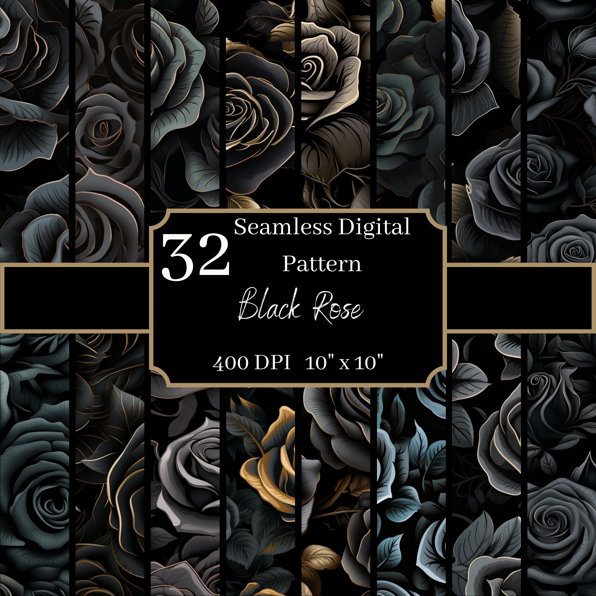 Black Rose Seamless Patterns Bundle Elegant 400 DPI 10x10 - Etsy