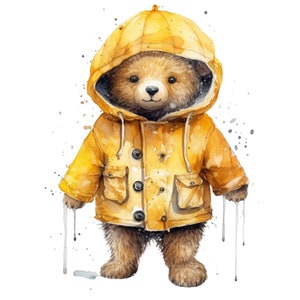 Teddy Bear in Yellow Raincoat Clipart - High-resolution PNG ...
