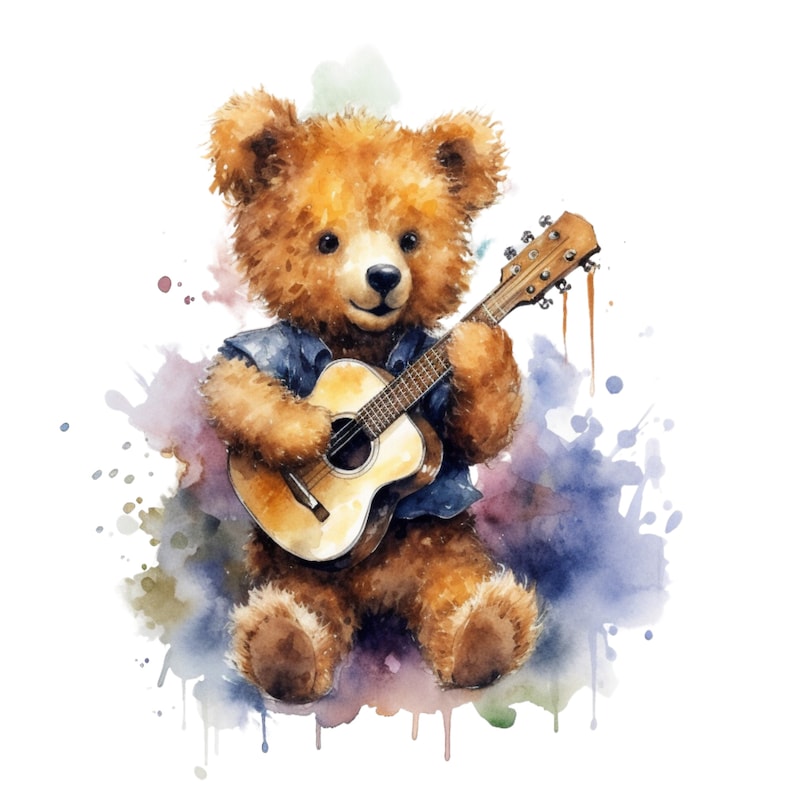 Teddy Bear Clipart Playing Musical Instruments Clipart Cute - Etsy