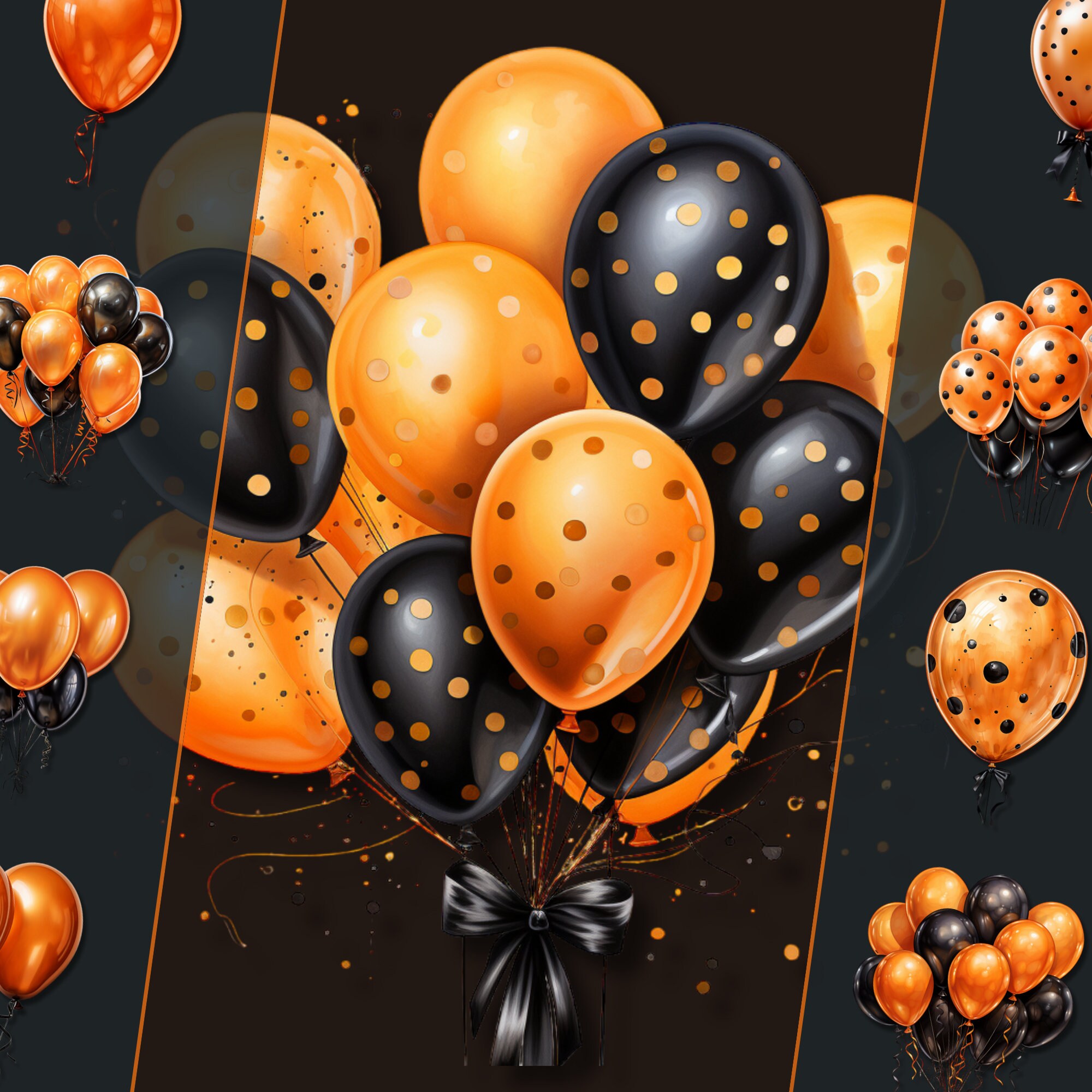 Halloween Balloon PNG Clipart Bundle for Personal & - Etsy