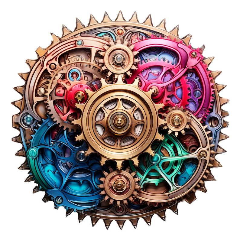 Iridescent Steampunk Cogs and Gears Clipart Bundle, PNG, Digital Art ...