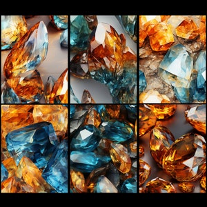 Topaz Gemstone Seamless Patterns Bundle, High-resolution 400 DPI, 10x10 ...