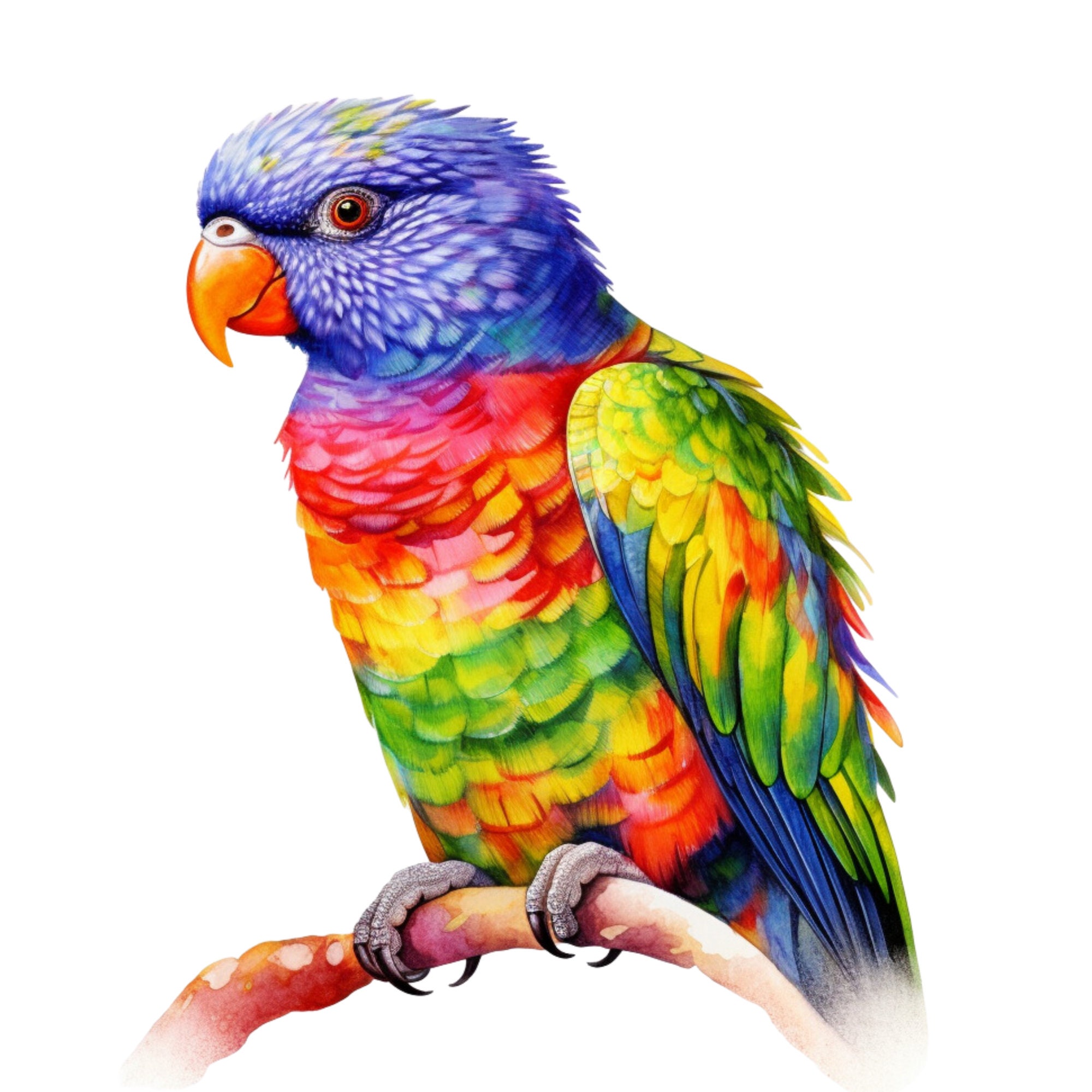 Rainbow Lorikeet Clipart Bundle Colorful Bird Illustrations, PNG Files ...