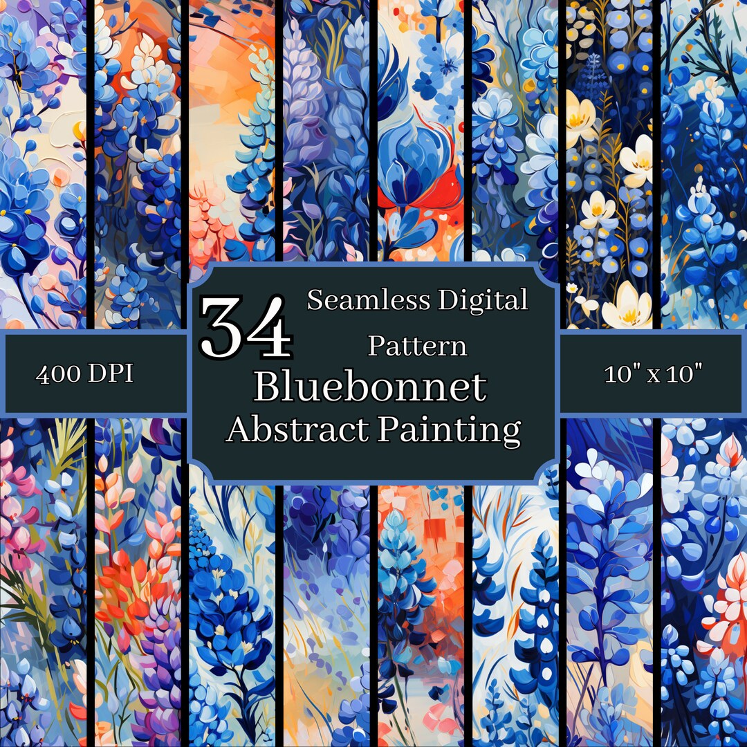 Bluebonnet Abstract Painting Seamless Patterns Bundle, High-resolution ...