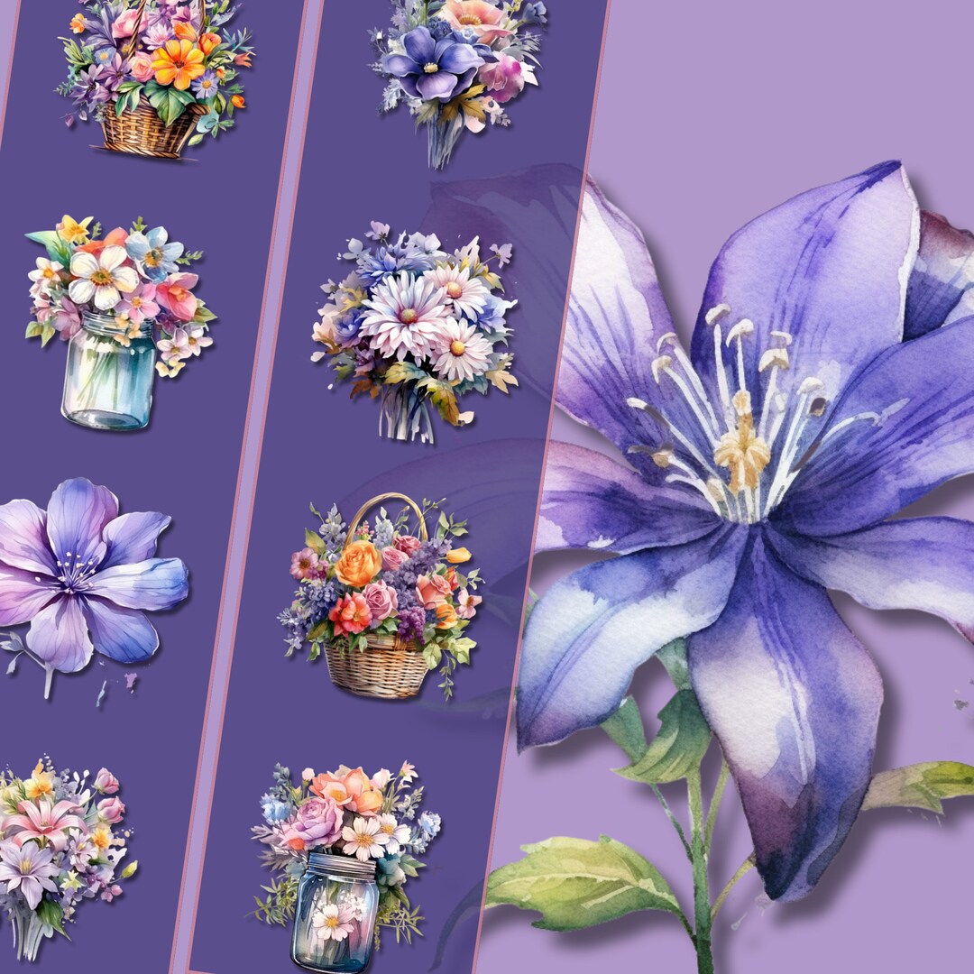 Spring Flower Clipart Bundle High-resolution PNG Files, Instant ...