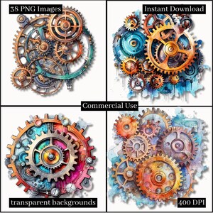 Steampunk Gears and Cogs Clipart Bundle - High-resolution PNG Files ...