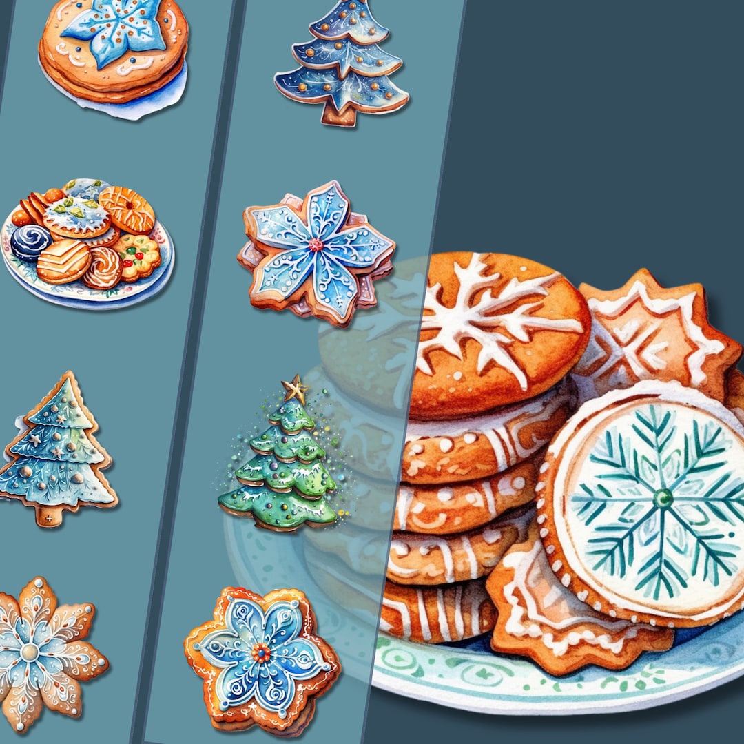 Christmas Cookie Clipart Collection PNG Graphics, Perfect for DIY ...