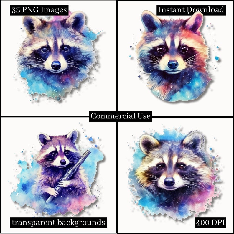 Space Raccoon Clipart Bundle Adorable Astronaut Raccoons - Etsy
