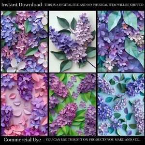 Lilac Papercraft Inspired Seamless Patterns Bundle, High-resolution 400 ...