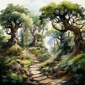Enchanted Forest Pathway Clipart Bundle, PNG, for Digital Art, Junk ...