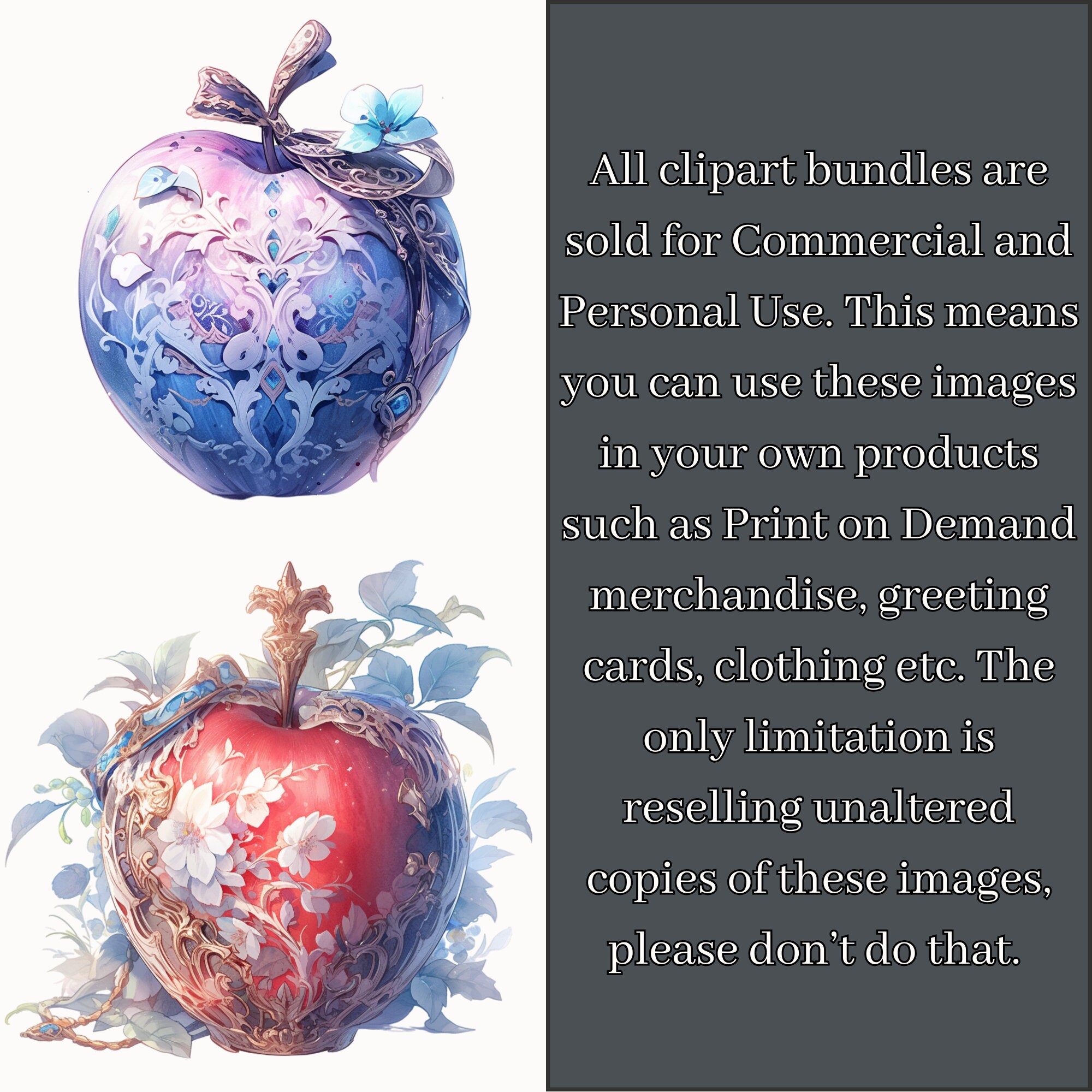 Enchanted Apple Clipart Bundle, PNG Format, Artistic Creations, Junk ...