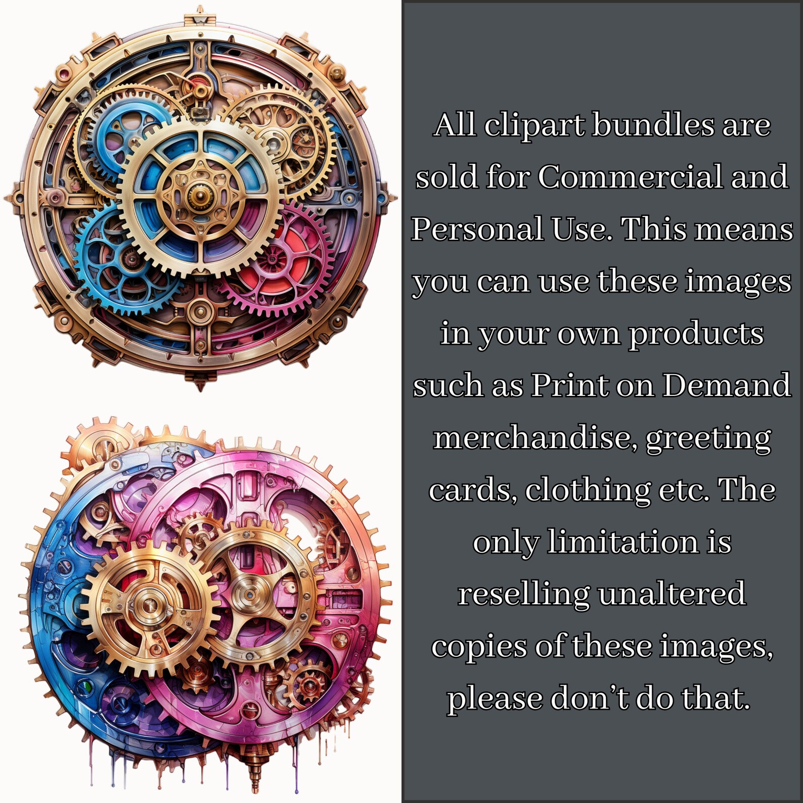 Iridescent Steampunk Cogs and Gears Clipart Bundle, PNG, Digital Art ...