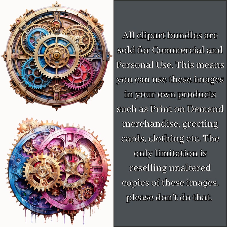 Iridescent Steampunk Cogs and Gears Clipart Bundle, PNG, Digital Art ...