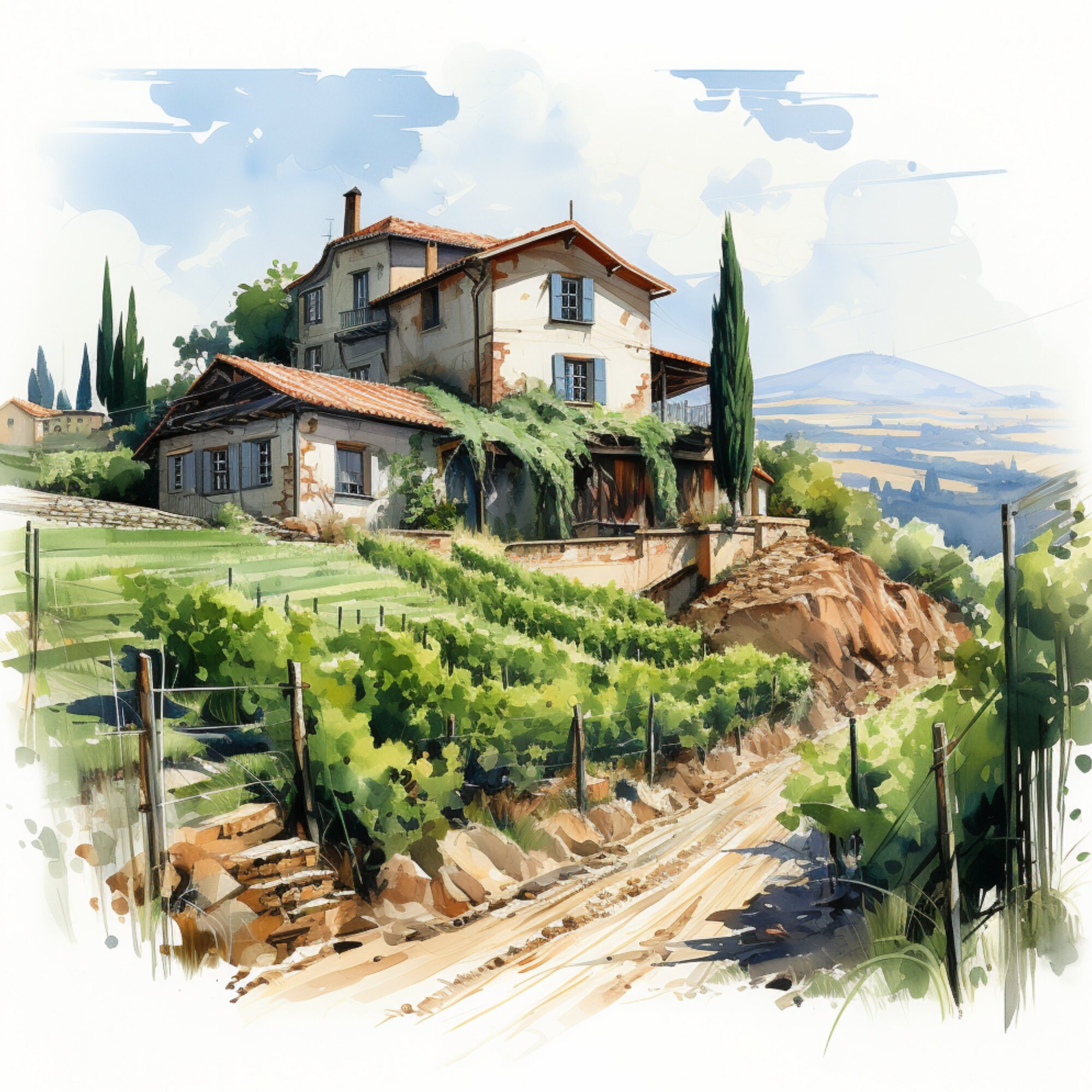 French Vineyard Clipart Bundle Charming Wine Country - Etsy