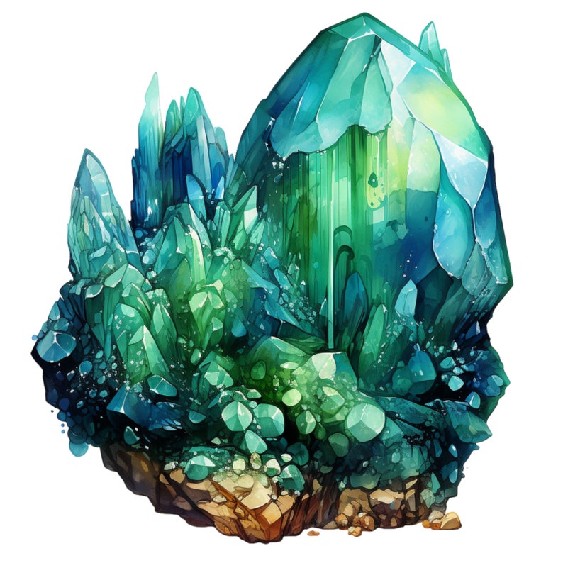 Green Geode Clipart Bundle PNG Ideal for Digital Artjunk - Etsy