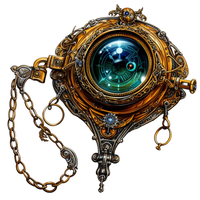 Steampunk Monocle Clipart Bundle, PNG Clipart, Mechanical Eyewear Art ...