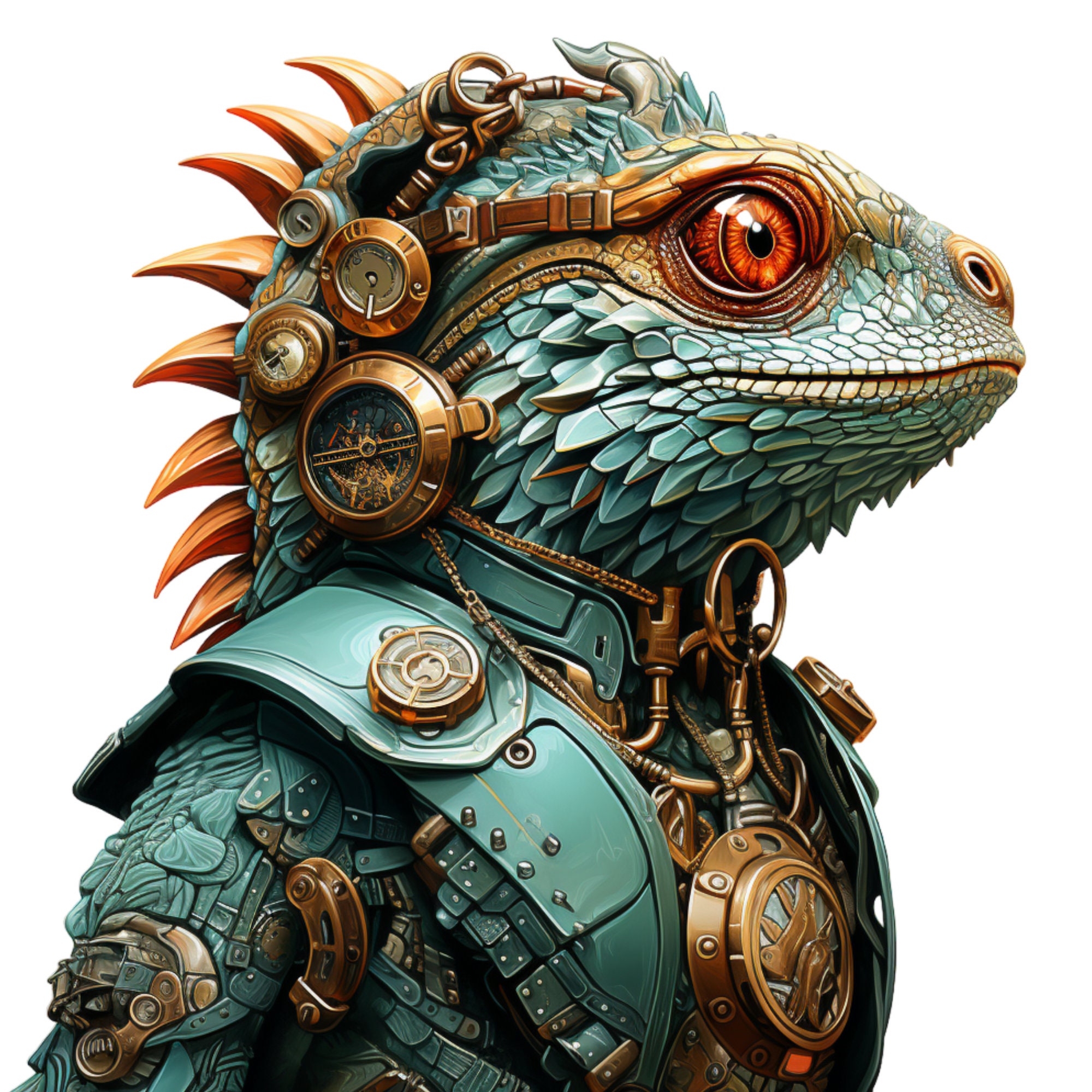 Steampunk Iguana Clipart Bundle PNG Clipart Mechanical - Etsy