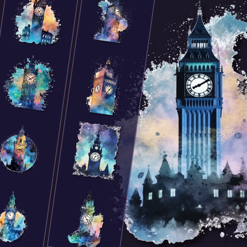 Celestial Clock Tower Clipart Bundle High-quality PNG Files - Etsy