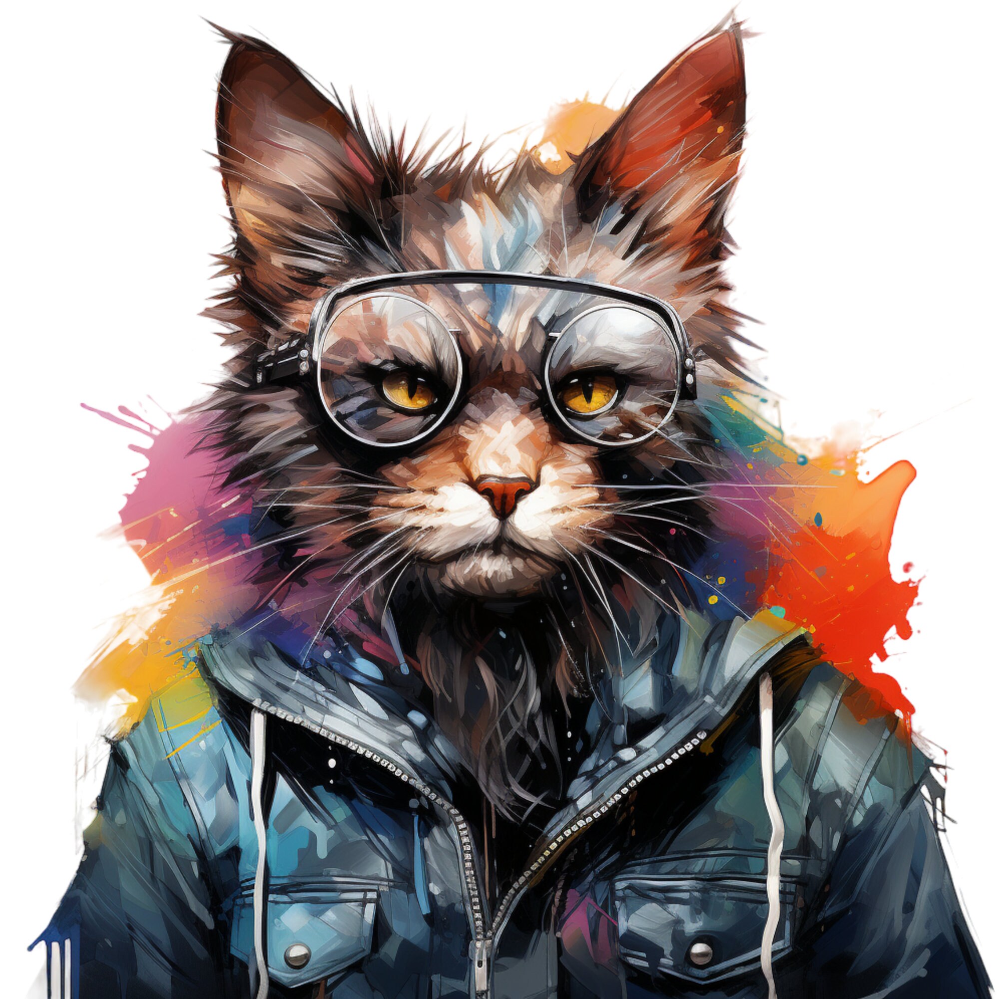 Punk Rock Cat Clipart Bundle, PNG, Ideal for Digital Art, Junk Journal ...