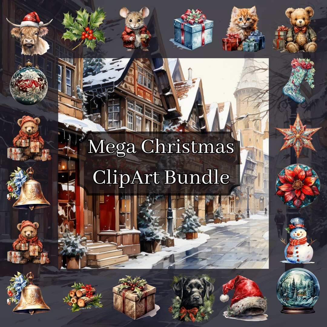 Mega Christmas Clipart Bundle, Over 1000 PNG Images, Ultimate Holiday ...